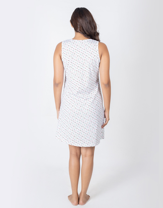 Green Color Floral Printed Night Dress