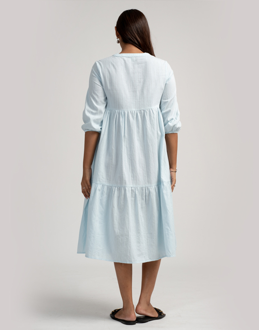 Light Blue Color Midi Dress
