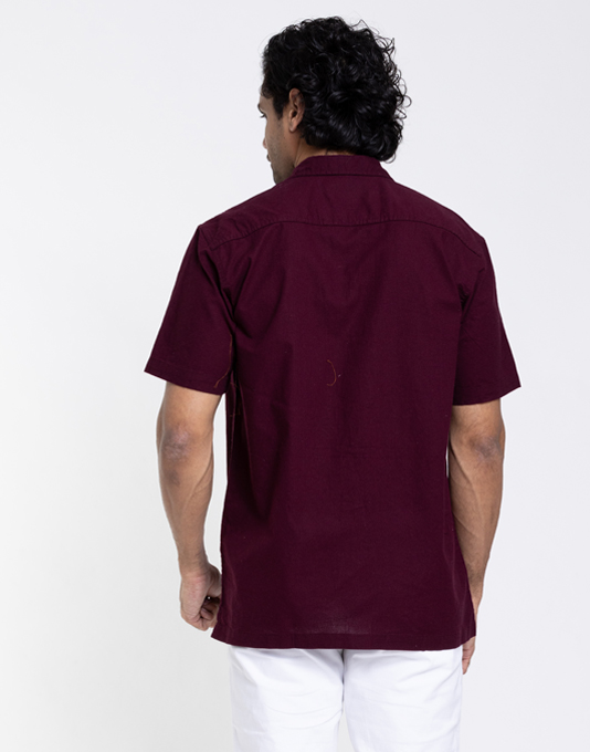 Maroon Color Short Sleeve Shirt