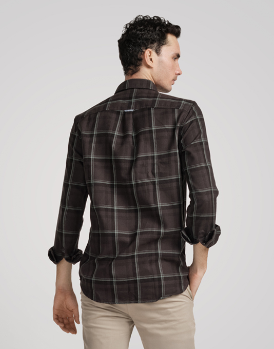 Men's Dark Gray Check Casual Shirt