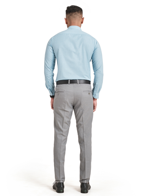 Men's Light Gray Carrot Fit Formal Trouser