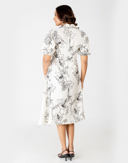 Off - White Color Printed Dress