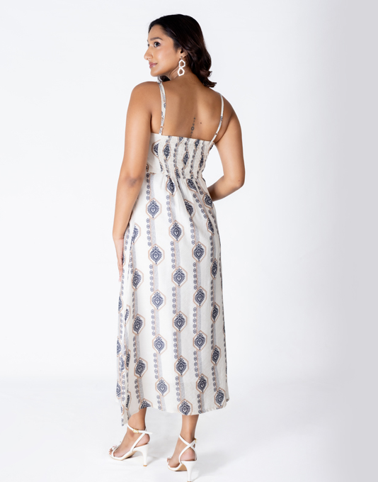 Printed Peach Color Long Dress
