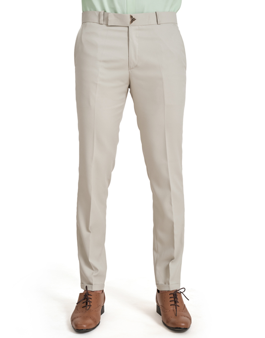 Men's Pearl Gray Carrot Fit Formal Trouser