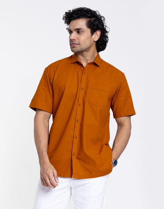 Burnt Orange Color Short Sleeve Shirt