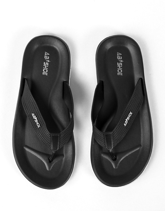 Men's Black Color Flat Slipper