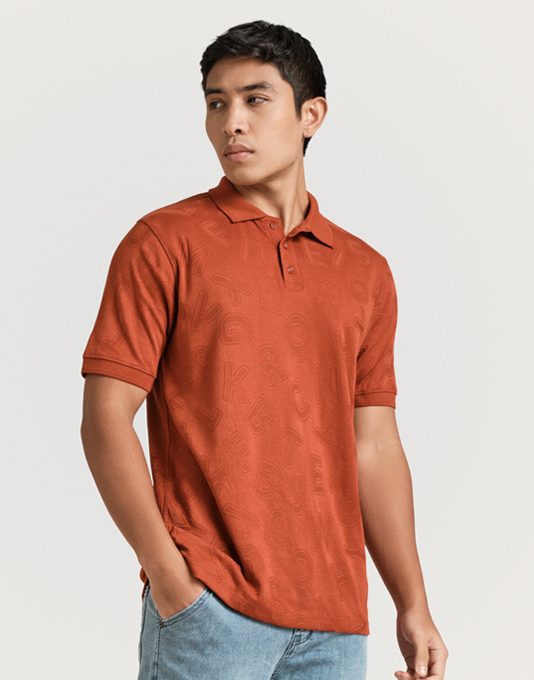 Men's Maroon Co Slim Fit Printed T-Shirt