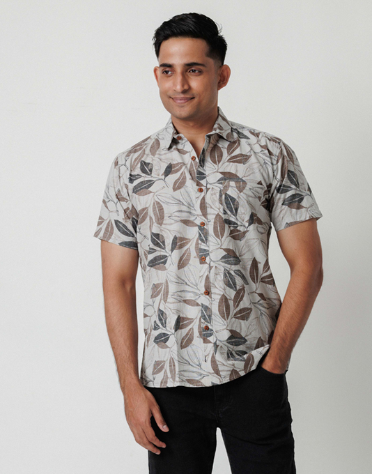 Printed Ash Color Casual Shirt