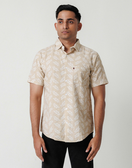 Printed Beige Color Casual Shirt