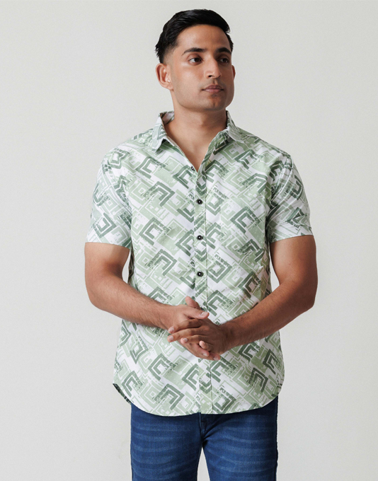 Sage Green Color Short Sleeve Shirt