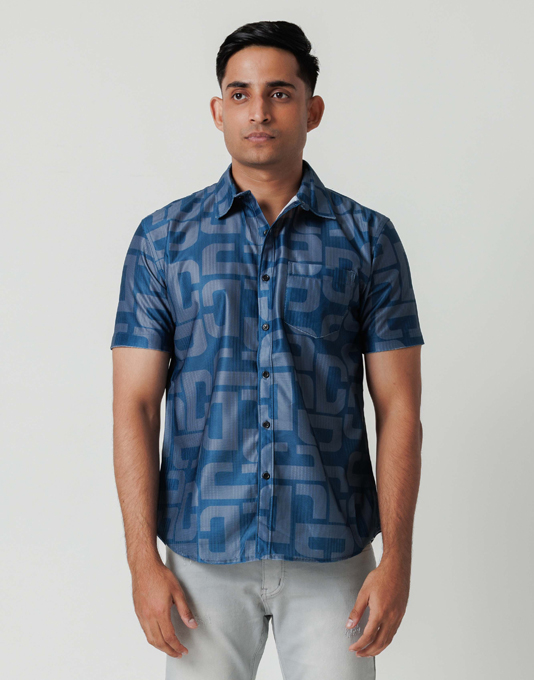 Steal Blue Color Casual Shirt