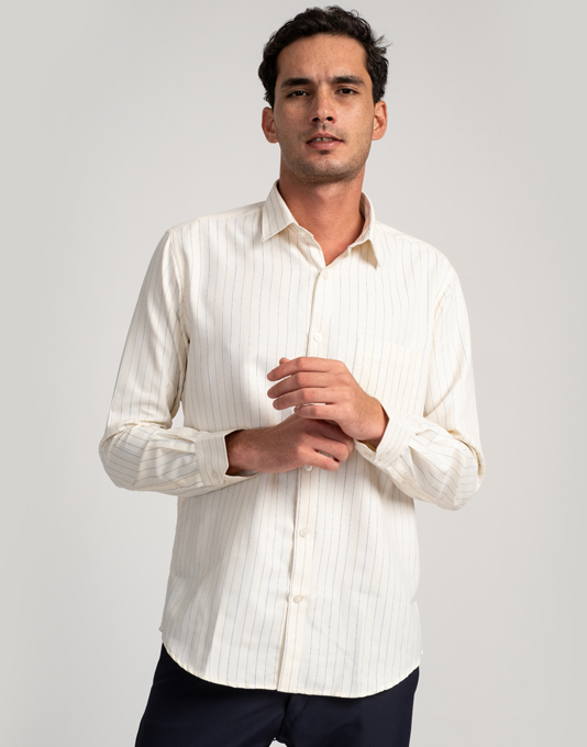 Stripe Cream Color Formal Shirt