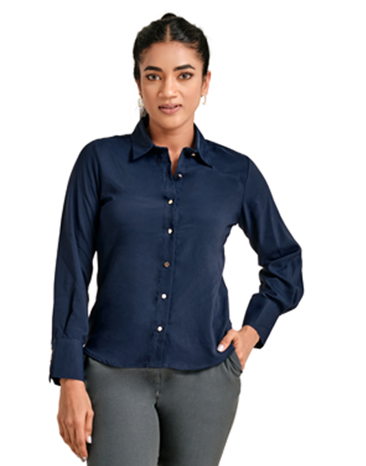 Women's collar Long Sleeve Plain Top
