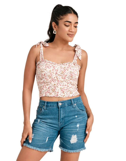Women's Square Neck Sleeveless Crop Top