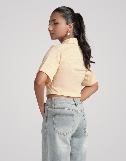 Women's Yellow Color Crop Top