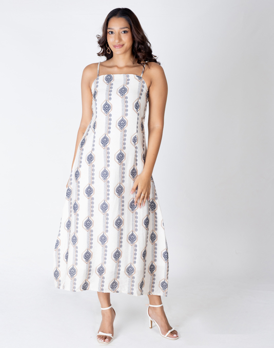 Printed Peach Color Long Dress
