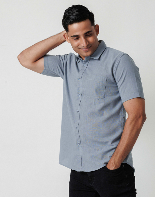 Steal Blue Color Casual Shirt