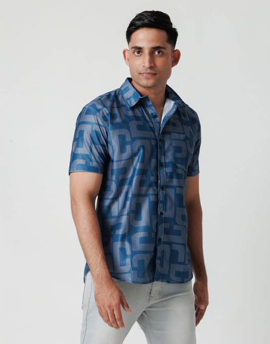 Steal Blue Color Casual Shirt